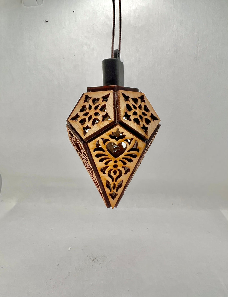 Hearts Unbound || LED pendant || cherry wood – AglowGeo